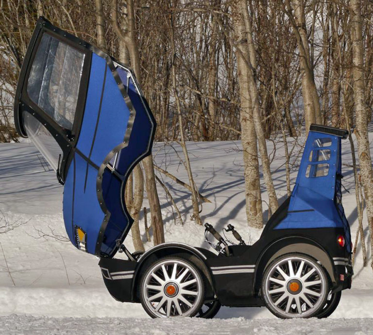 PodRide, a wild enclosed 3 or 4 wheeled e-bike that looks like a micro ...