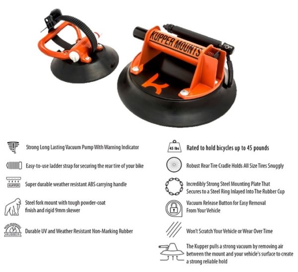 Kupper Mounts are the latest vacuum sealed bike rack to stick to your ...