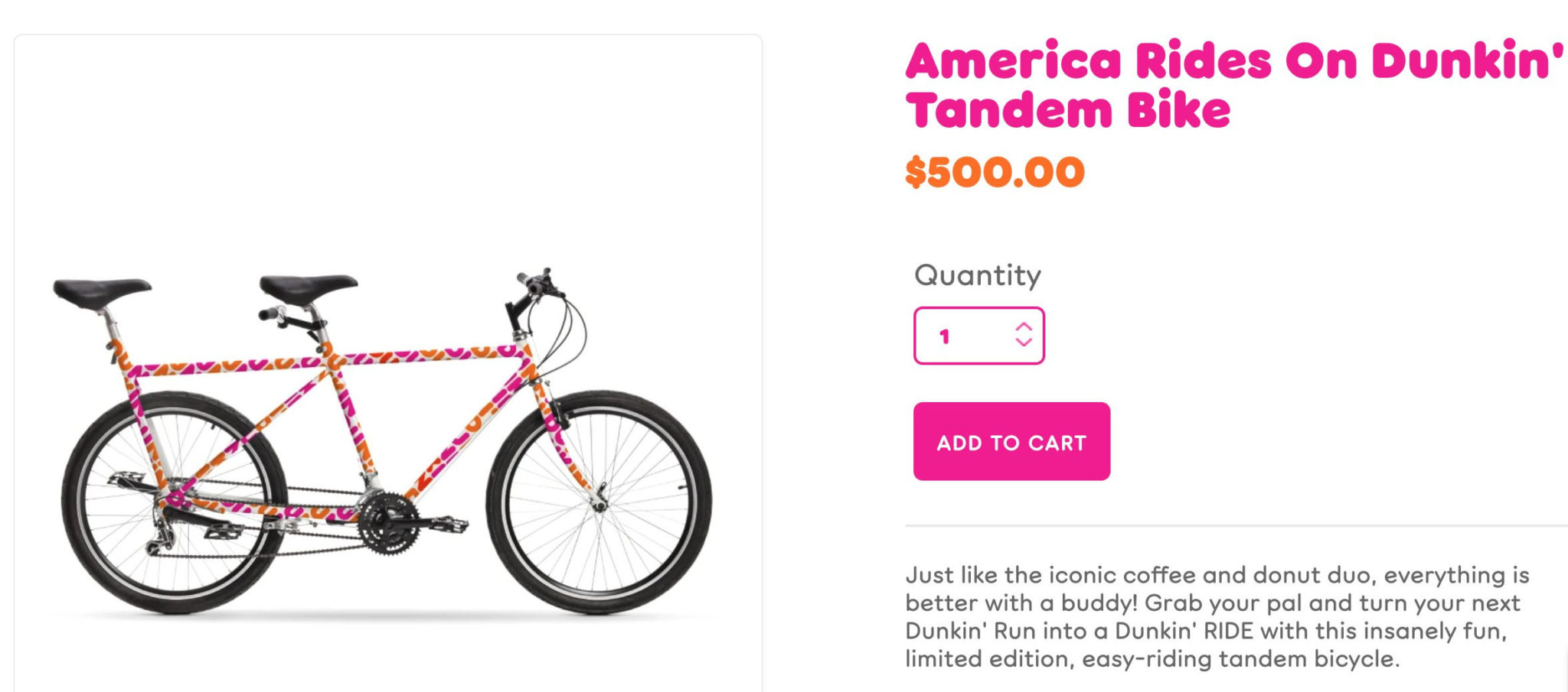 Dunkin' Donuts backpedals on bizarre bike geo, adds new $500 tandem ...