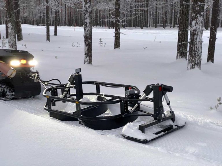 Snow Trail Groomer from Trailander maintains fat bike trails in winter