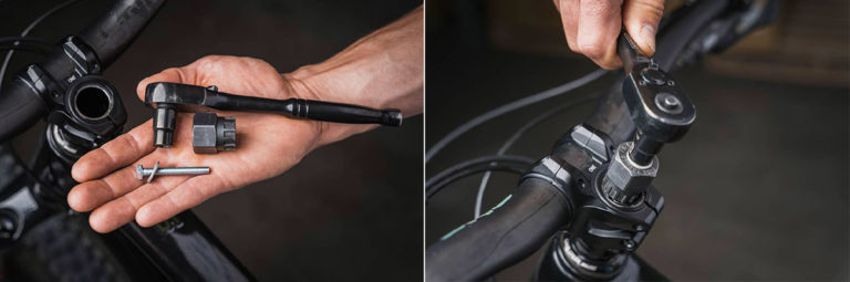 OneUp Components Threadless Carrier stows 20 function EDC V2 Multitool in your steerer - Bikerumor