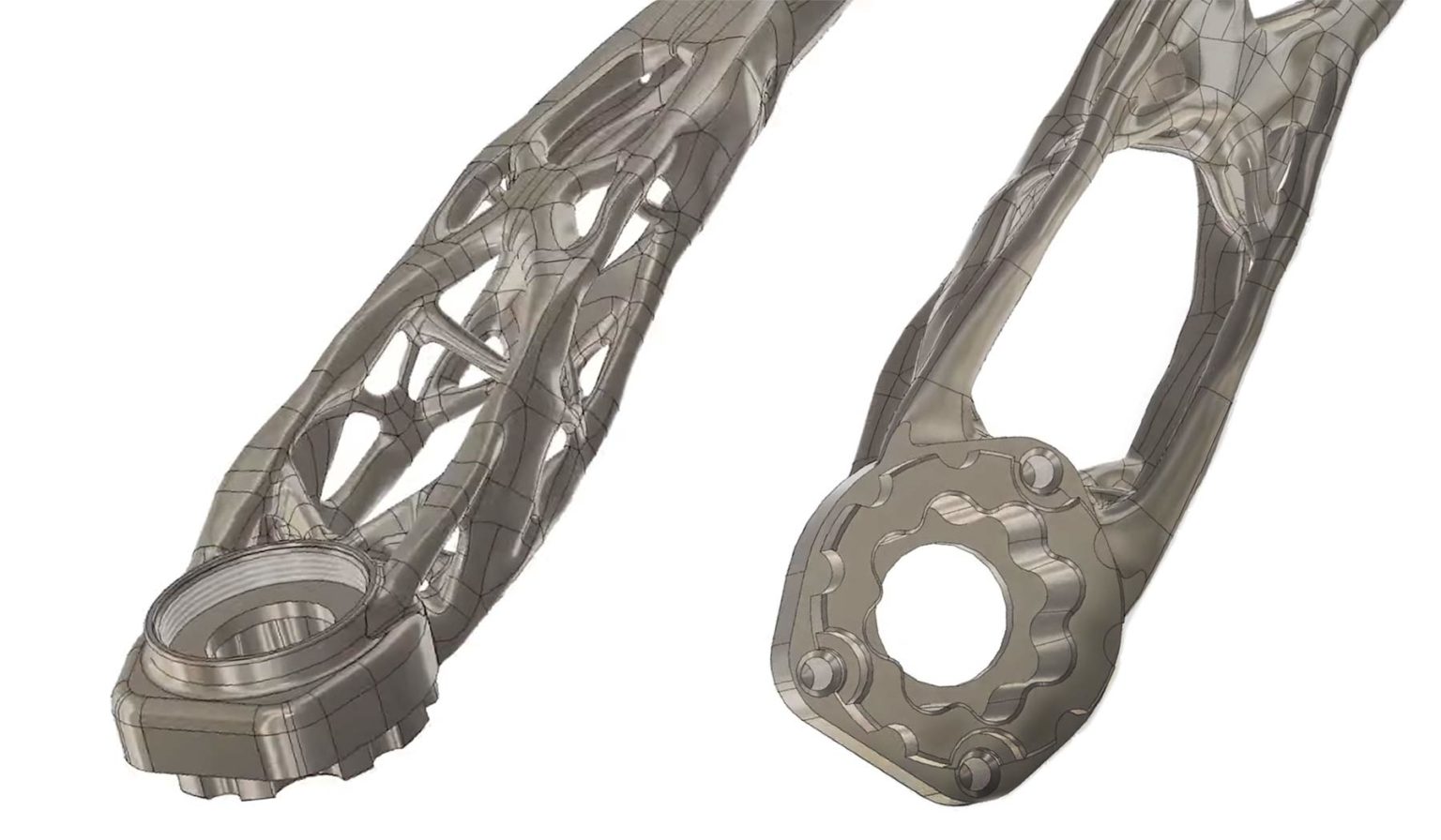 SRAM & Autodesk generative design craft prototype ti cranks - Bikerumor
