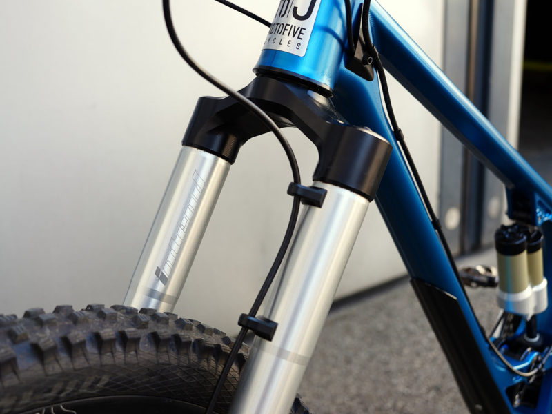 Intend shows negative offset inverted enduro fork w/ dramatic head ...